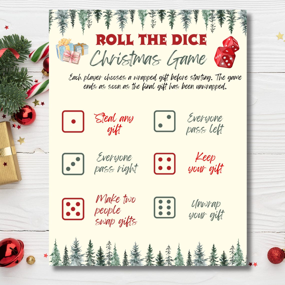 Christmas Roll the Dice Game | Holiday Party Printable (PDF) - Etsy