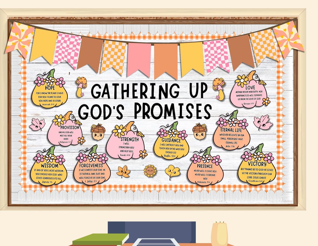 Christian Fall Bulletin Board Kit | Scripture & Pumpkins (printable) - Etsy