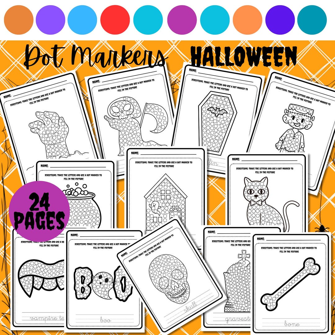 Halloween Dot Marker Printable - Cute Dab a Dot Coloring Pages for ...