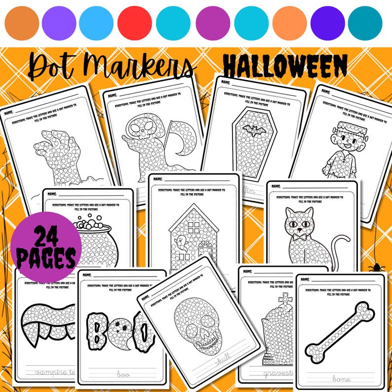 Halloween Dot Marker Printable - Cute Dab a Dot Coloring Pages for ...
