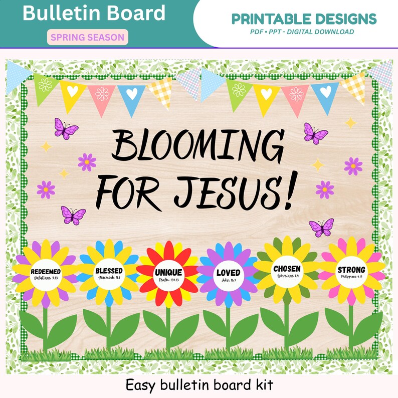 Christian Blooming for Jesus Bulletin Board Kit (digital Download) - Etsy