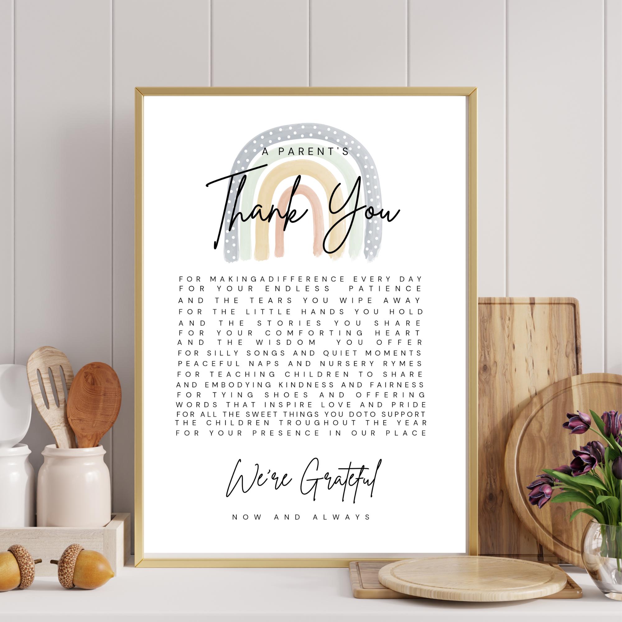 Printable Parents Thank You Nursery Teachers Teaching Teacher's Day ...