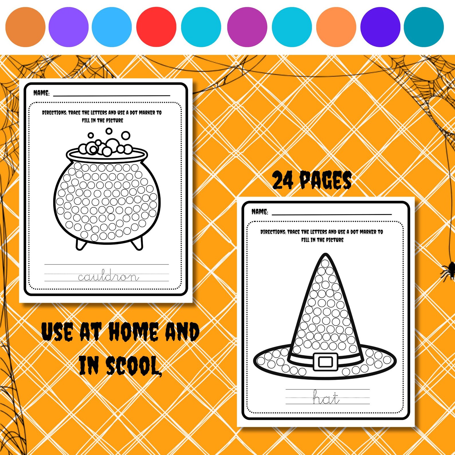 Halloween Dot Marker Printable - Cute Dab a Dot Coloring Pages for ...