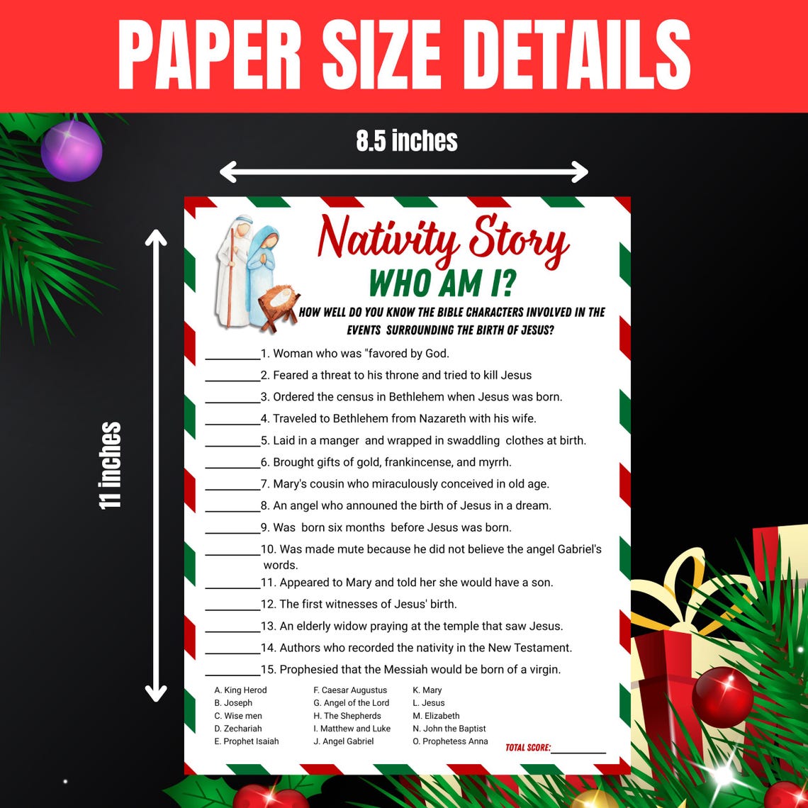 Christmas Bible Who Am I Bible Christmas Games for Kids Bible Nativity ...