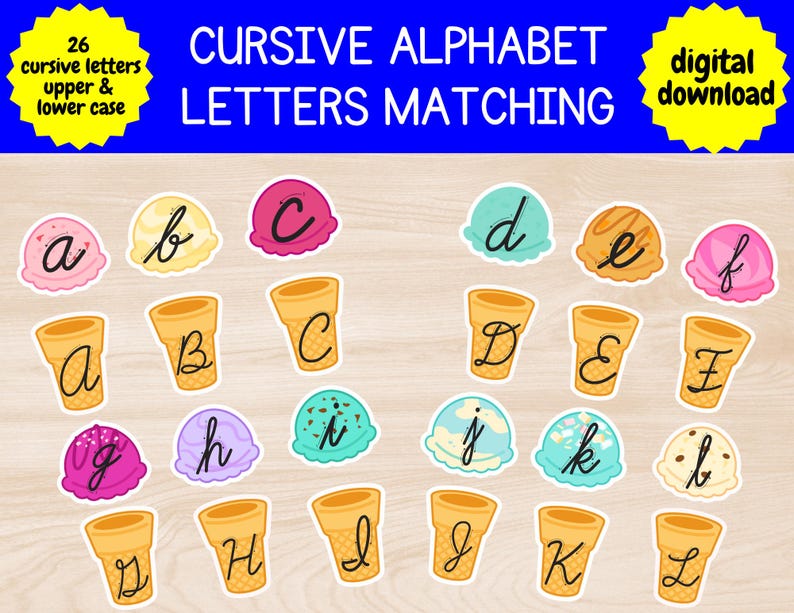 Letter Matching Printable, Busy Book, Cursive Writing, Upper and Lower ...