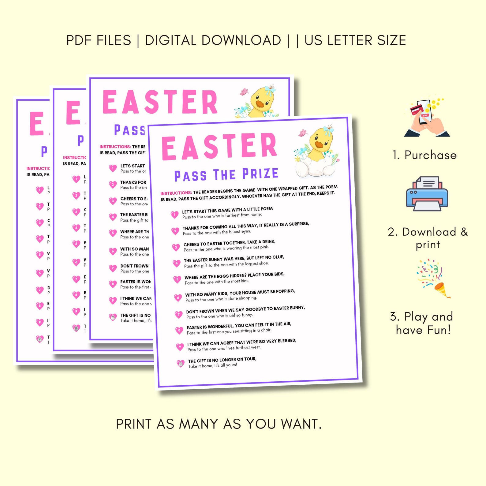 Easter Pass the Prize, Printable Easter Pass the Parcel Game, Easter ...