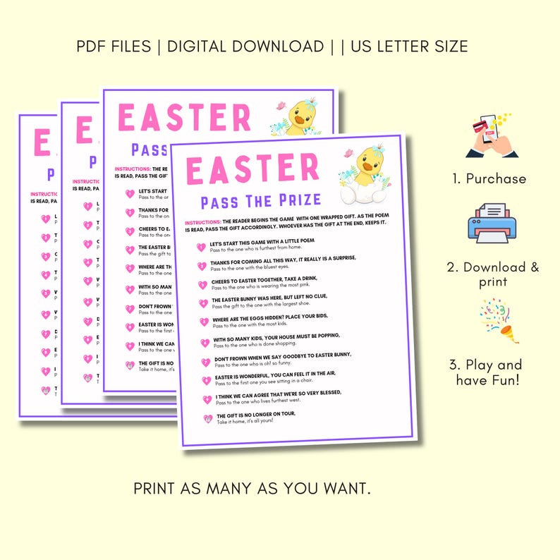 Printable Easter Pass the Prize Game, Family Party (digital Download ...