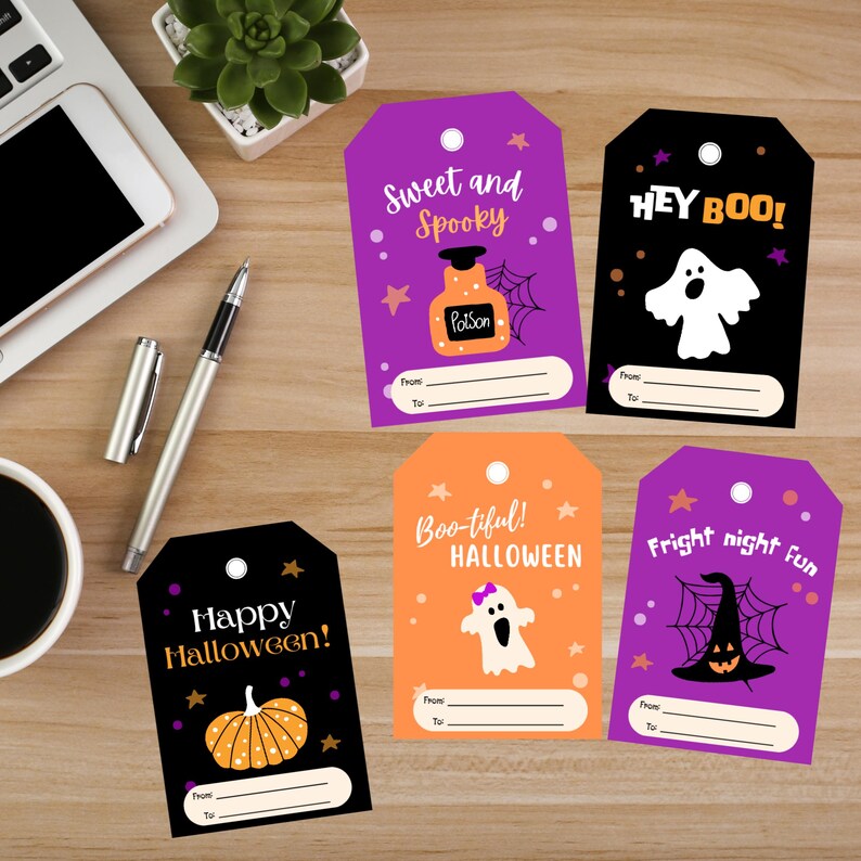 Halloween Gift Tags, Halloween Treat Tags Printable, Halloween Favor ...