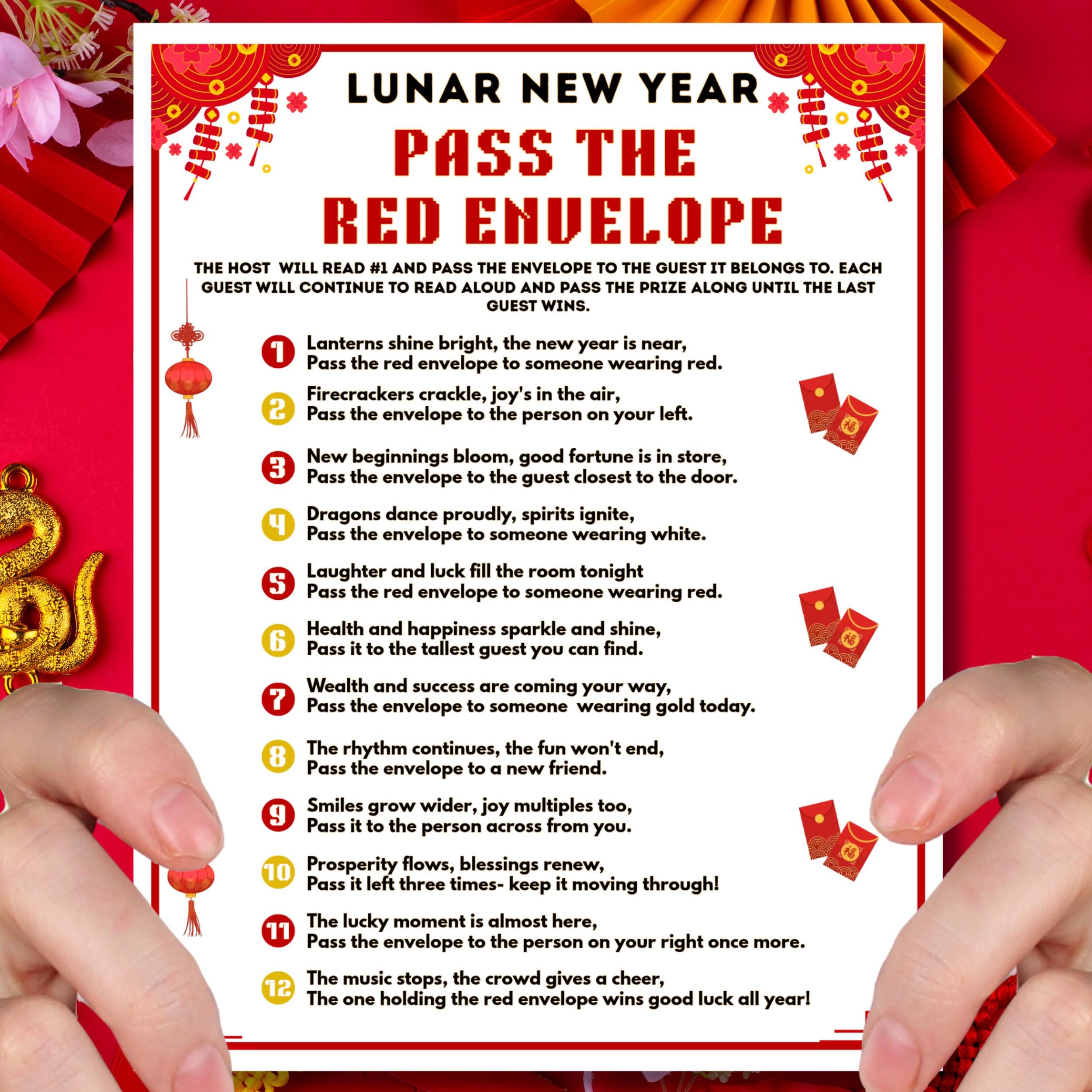 Lunar New Year Red Envelope Game, Family Activity (digital Download) - Etsy