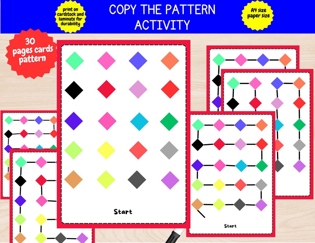 Copy the Pattern, 25 Pages Printable Pattern Activity Fun for Fine ...