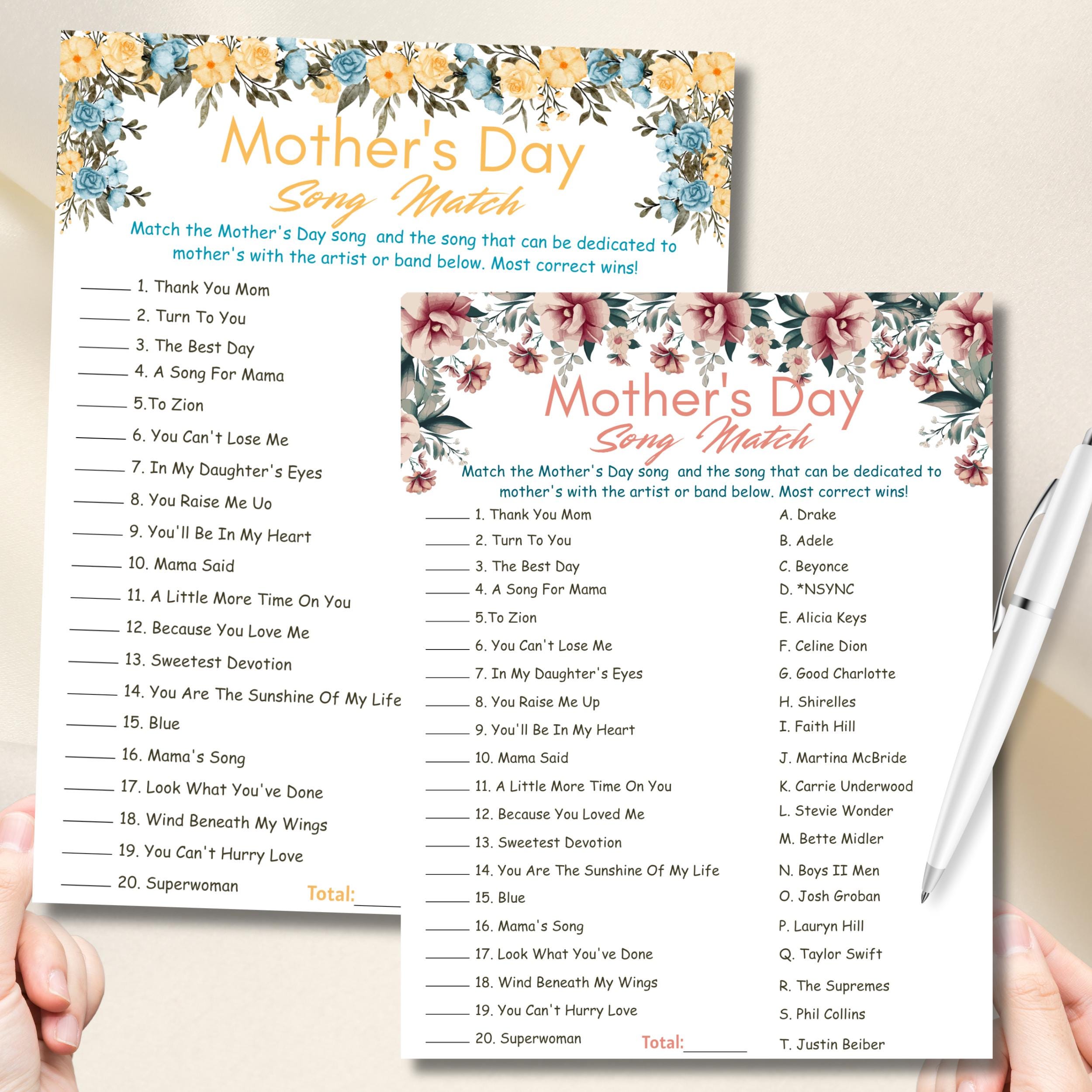 Mothers Day Activity, Mothers Day Song Match, Mothers Day Music Trivia ...