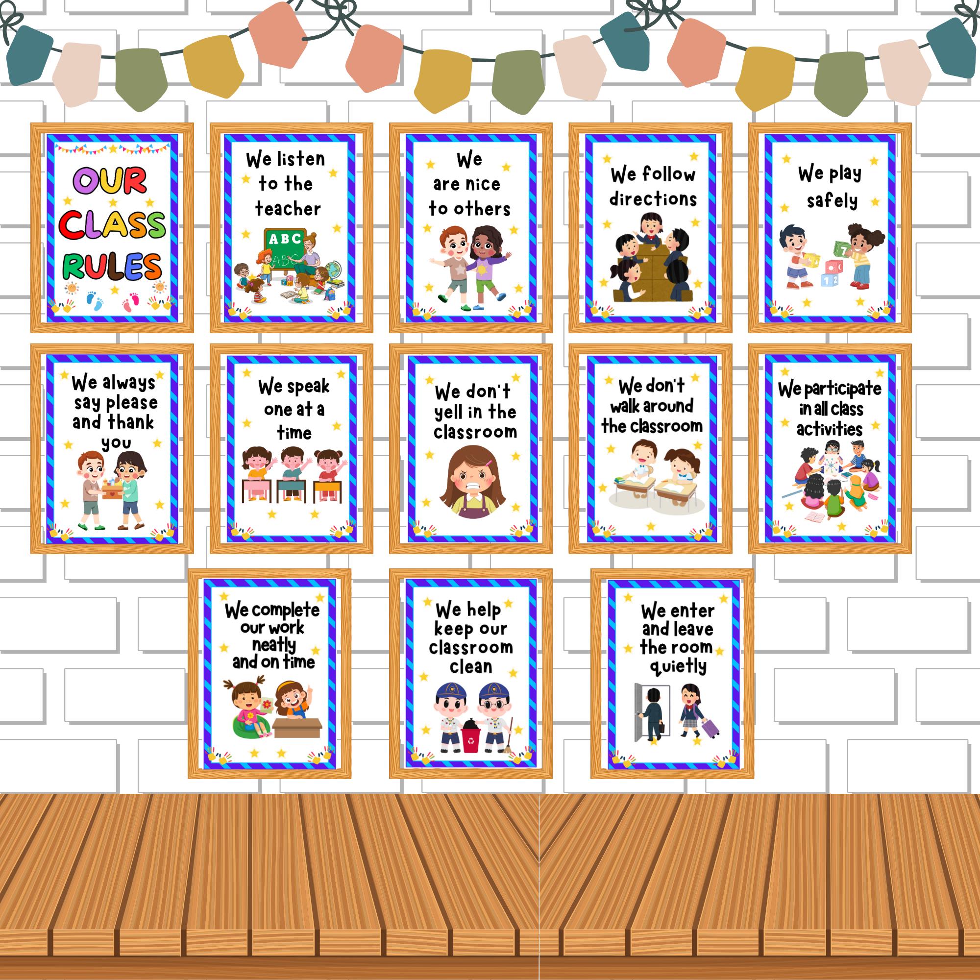 Classroom Rules Poster Set | Daycare Decor (PDF, PNG) - Etsy