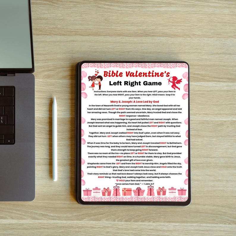 Valentine's Bible Game | Left Right Pass the Prize (digital Download ...