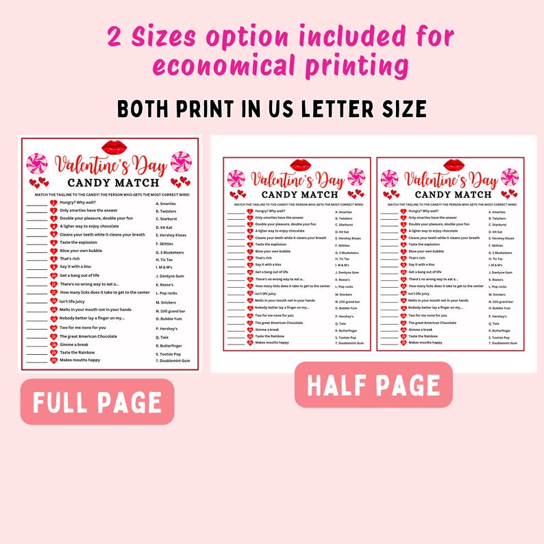 Valentine's Candy Trivia Game, Printable Party Activity (digital ...