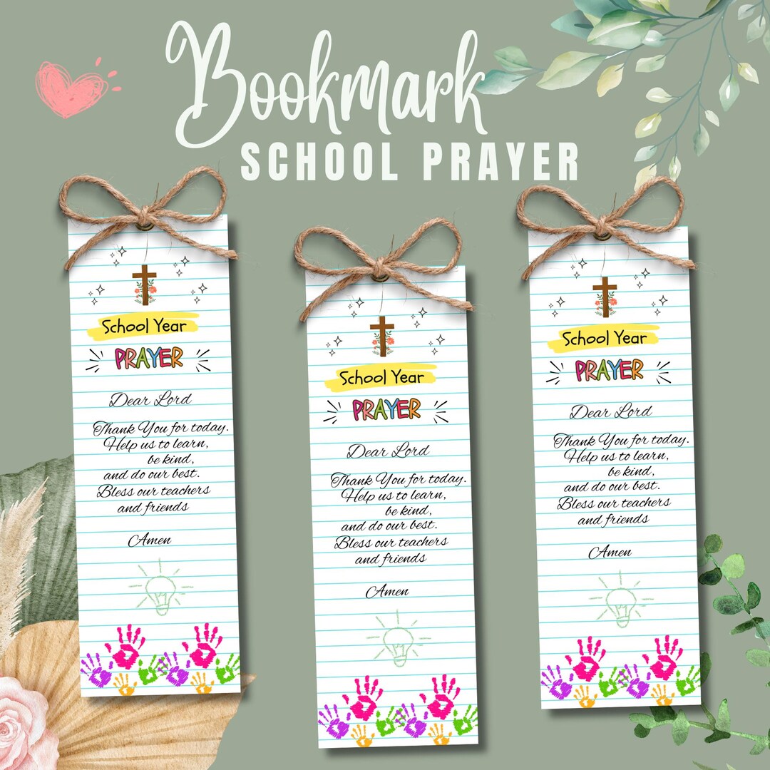 First Day of School Prayer Bookmark for Kids I Printable Sunday School ...
