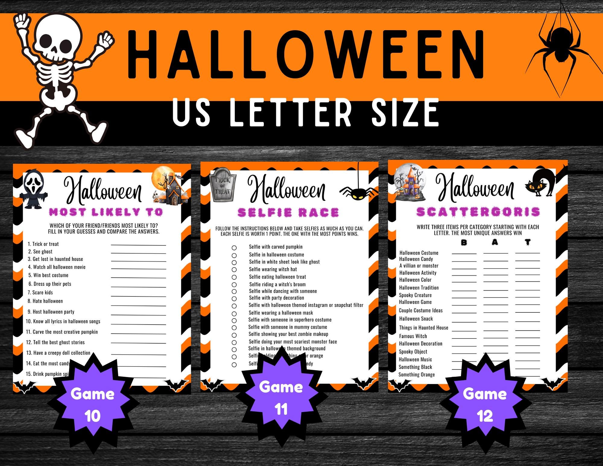 Halloween Printable Games for Kids Adults,digital Download Halloween ...