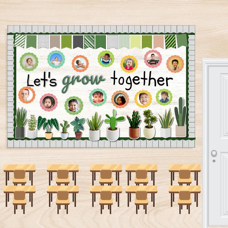 Succulent Classroom Bulletin Board Kit, Plant Theme Decor (printable ...
