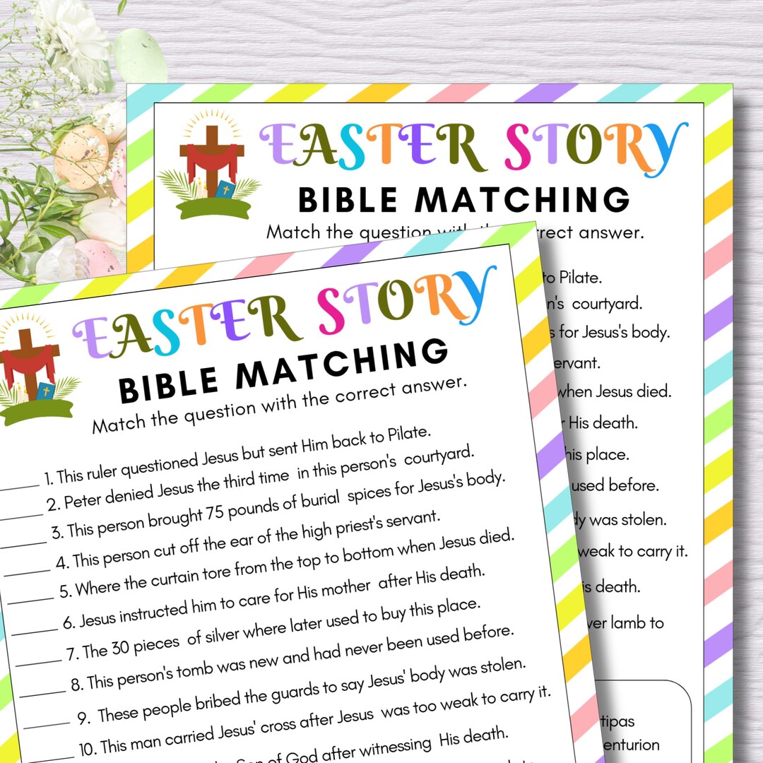 Easter Story Bible Matching Game, Holy Week Easter Bible Game Church ...