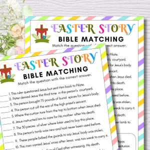 Easter Story Bible Matching Game, Holy Week Easter Bible Game Church ...