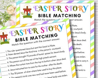 Easter Story Bible Matching Game, Holy Week Easter Bible Game Church ...