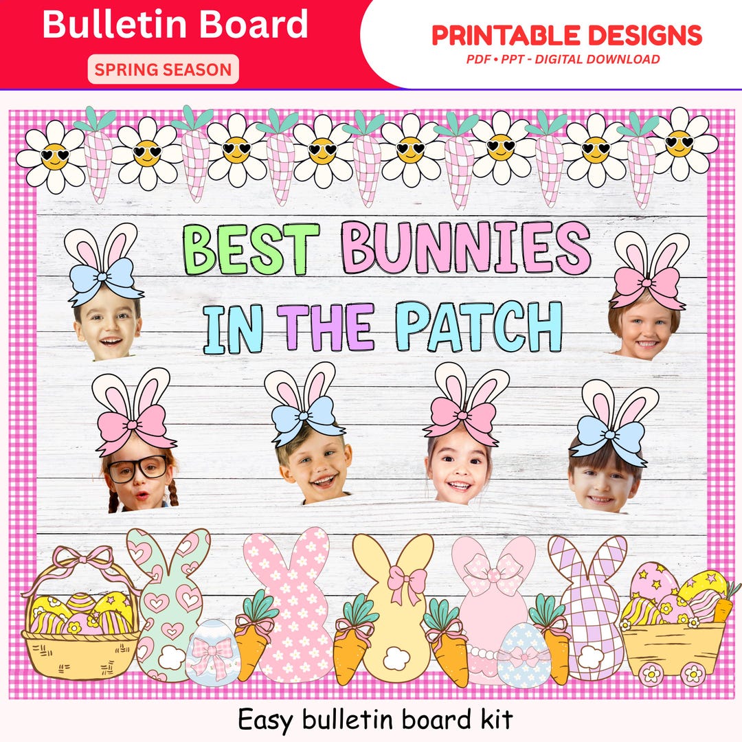 Spring Bulletin Board Kit, March or April Classroom Decor, Bunny Theme ...