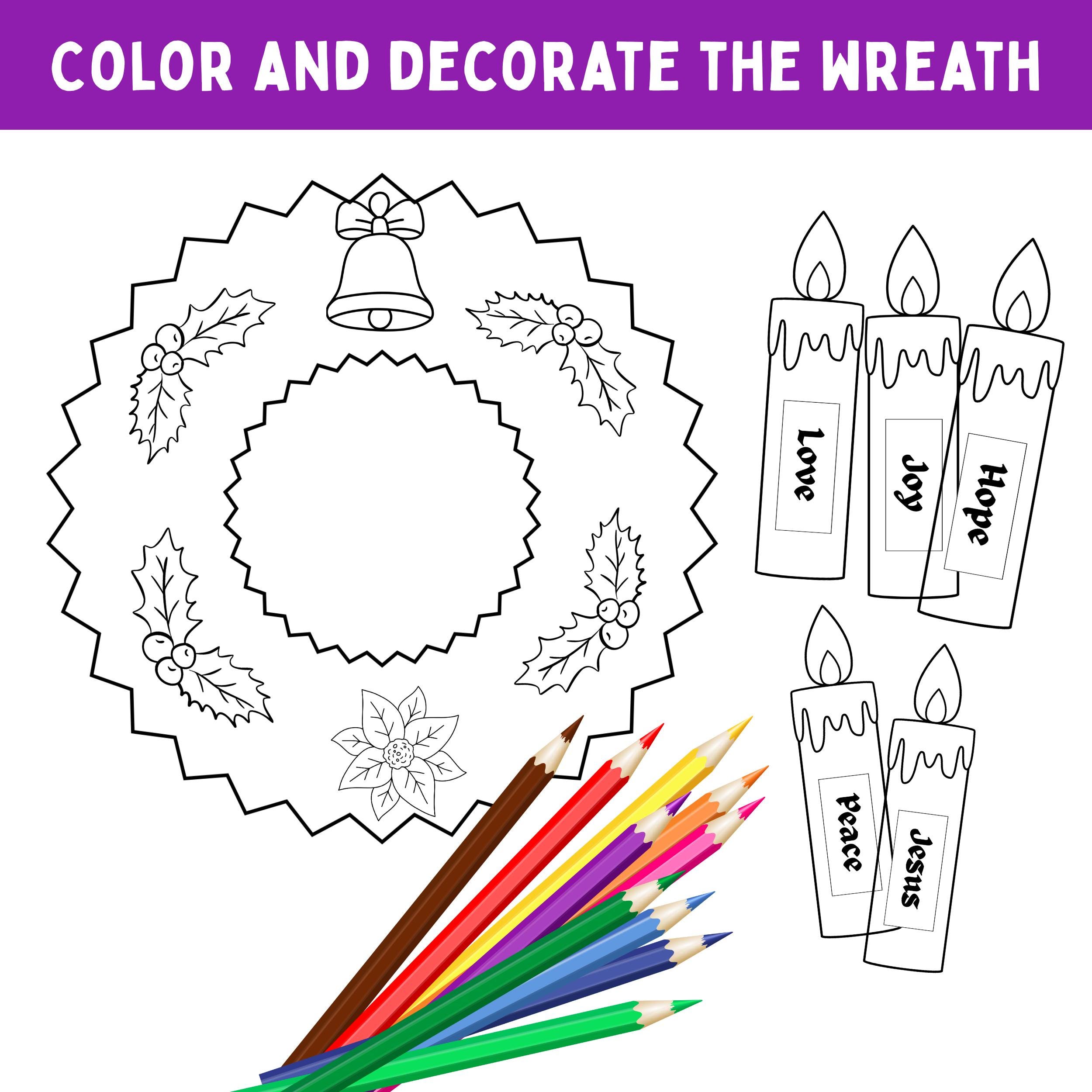 Advent Wreath Paper Craft, Advent Bible Craft, Christmas Coloring Craft ...