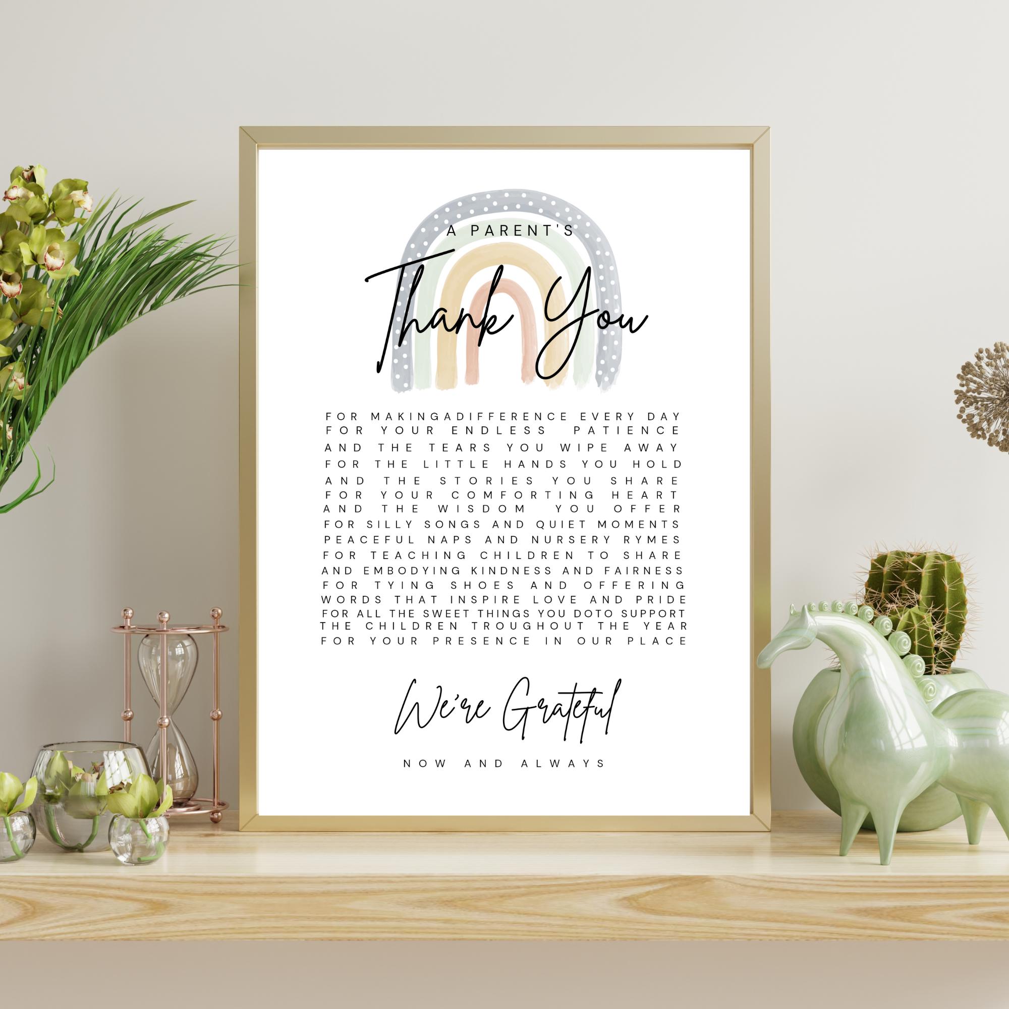 Printable Parents Thank You Nursery Teachers Teaching Teacher's Day ...