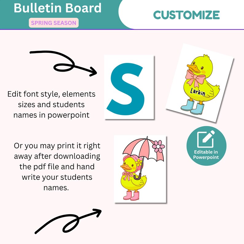 Spring Bulletin Board Kit Ducks Editable Classroom Decor for March ...