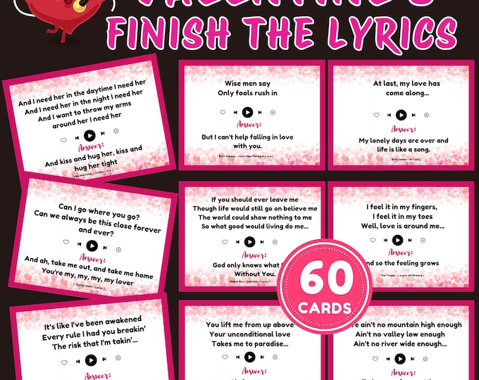 Love Songs Finish the Lyrics Game, Valentine’s Music Trivia, Fun Group ...