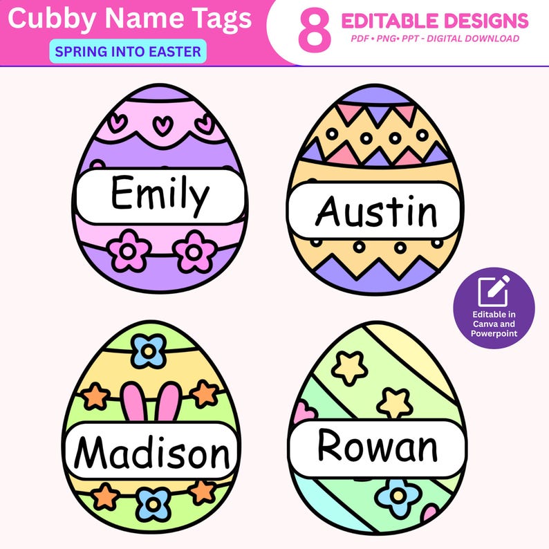 Pastel Easter Egg Cubby Name Tags: Editable Spring Classroom Labels ...