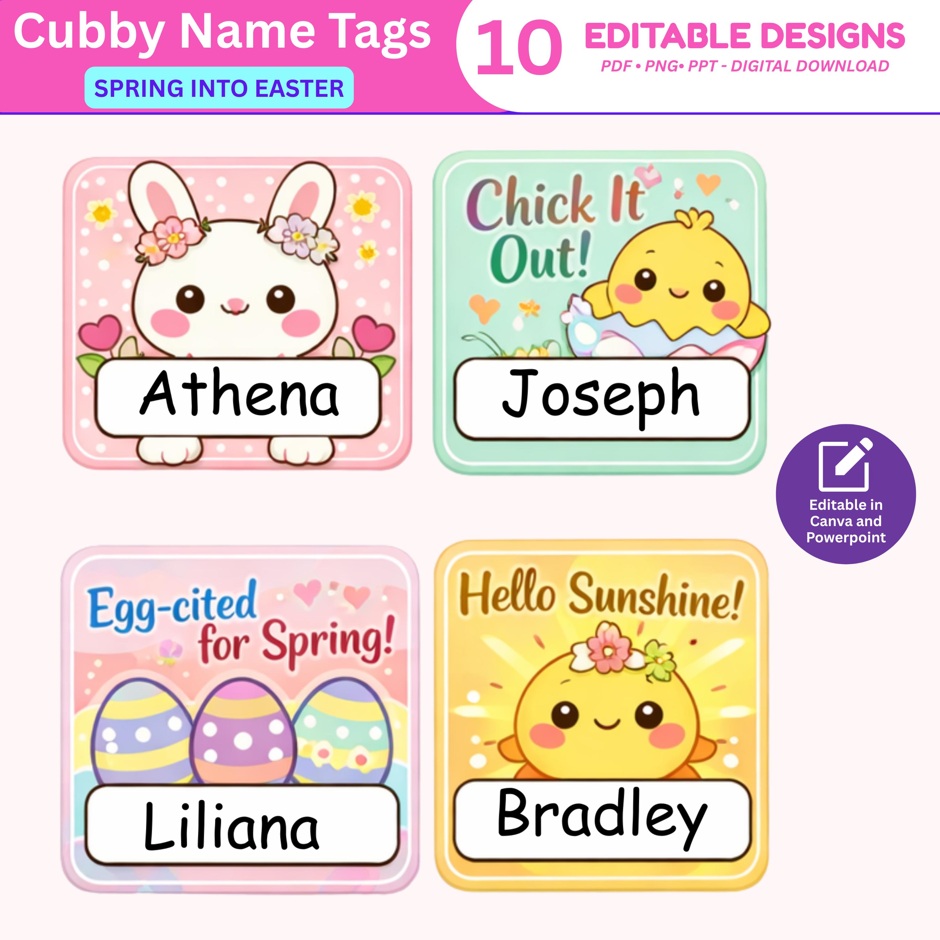 Editable Spring Easter Cubby Name Tags: Classroom Labels (digital ...
