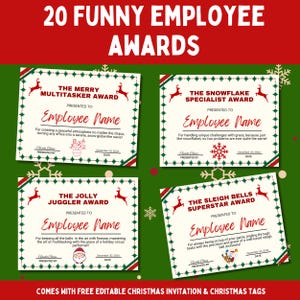 20 Funny Christmas Awards for Employees, Certificates Editable in Canva ...