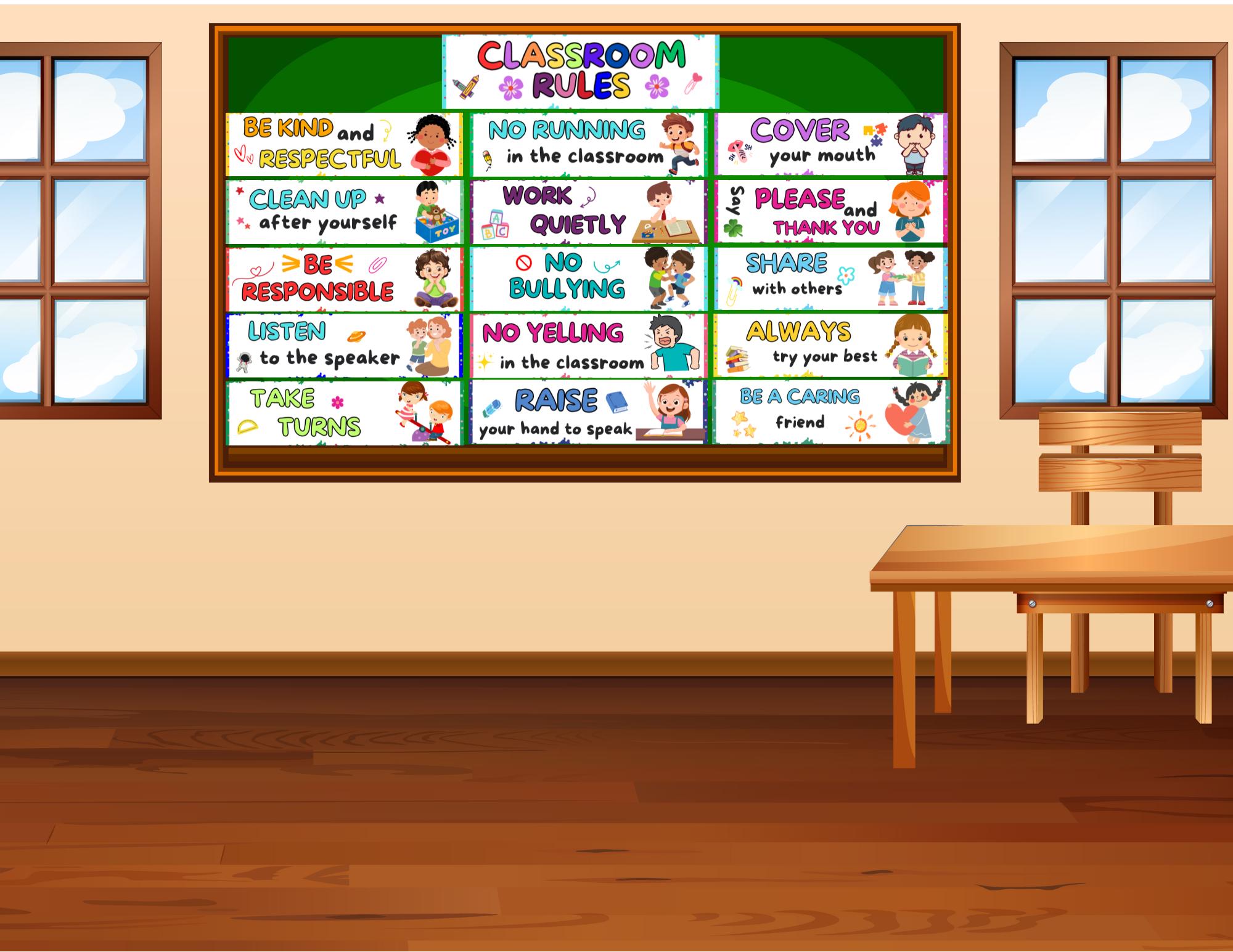 Classroom Rules Poster Set | 16-piece Classroom Decor (PDF, PNG) - Etsy