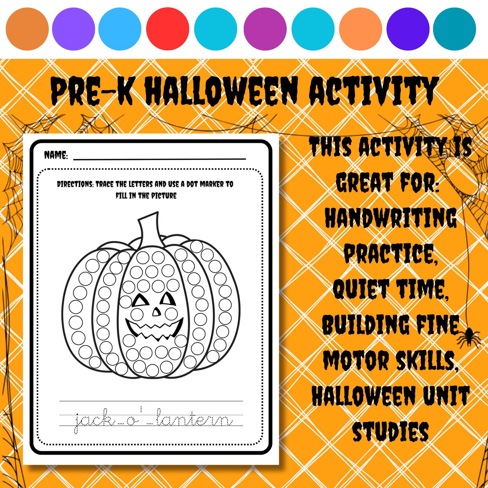 Halloween Dot Marker Printable - Cute Dab a Dot Coloring Pages for ...