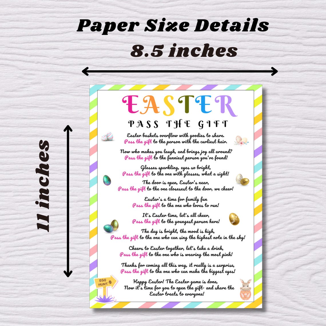 Printable Easter Pass the Prize Game, Kids and Adults (digital Download ...