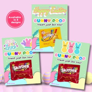 Bunny Poop Tag, Funny Easter Tags for Kids, Easter Printables, Skittles ...