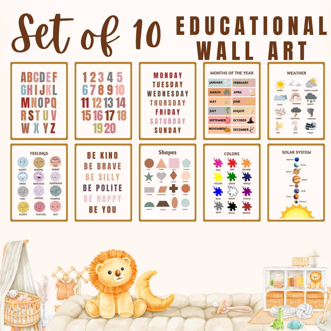 Set of 10 Educational Wall Art Classroom Posters Homeschool Printable ...