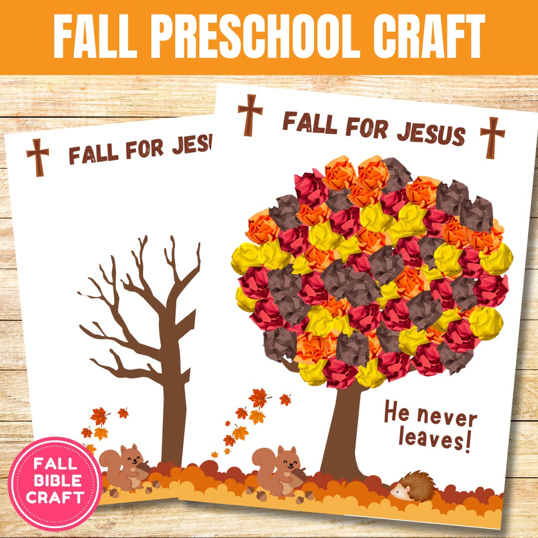 Fall Bible Craft, Fall for Jesus Tissue Paper Craft, Printable Fall Leaves Craft Toddlers Kids ...