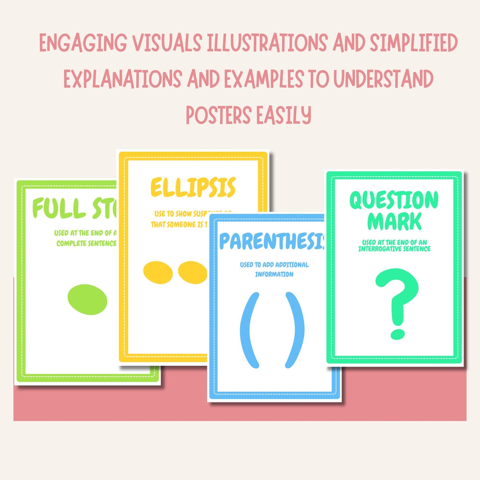 Punctuation Marks Posters, English Classroom Posters, Set of 12 Posters ...