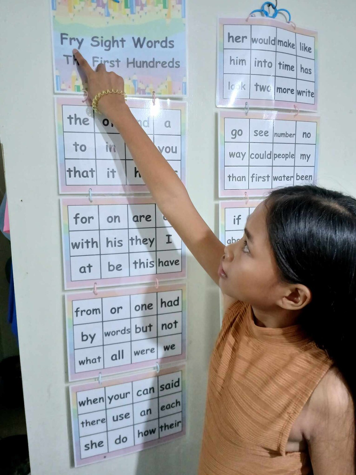 100 Printable Let's Learn Fry 1st Hundred Sight Words Hanging Charts ...