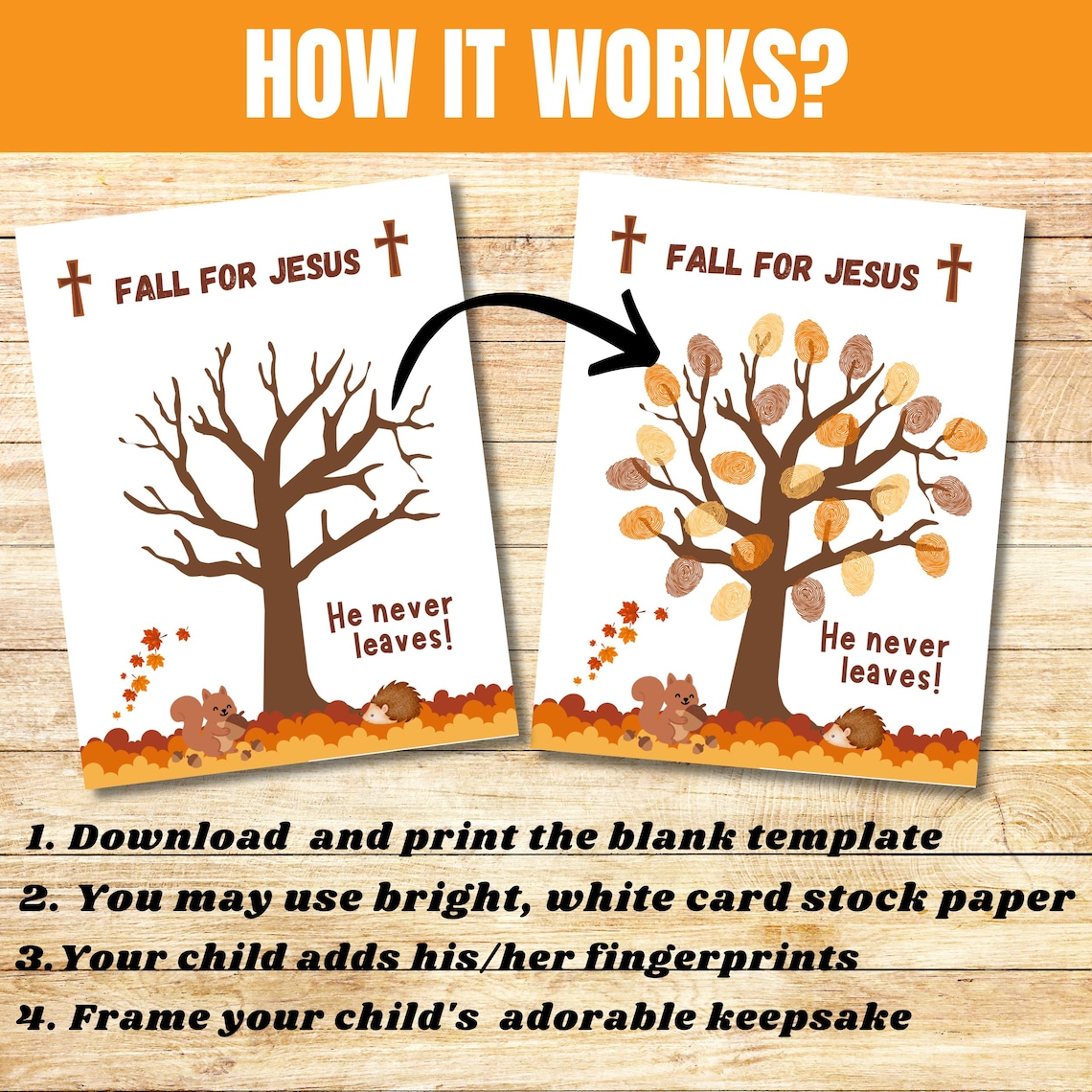 Fall Bible Fingerprint Craft, Christian Sunday School (printable) - Etsy
