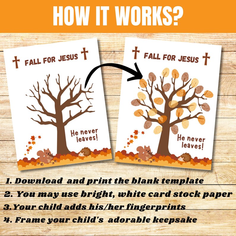 Fall Bible Fingerprint Craft, Christian Sunday School (printable) - Etsy