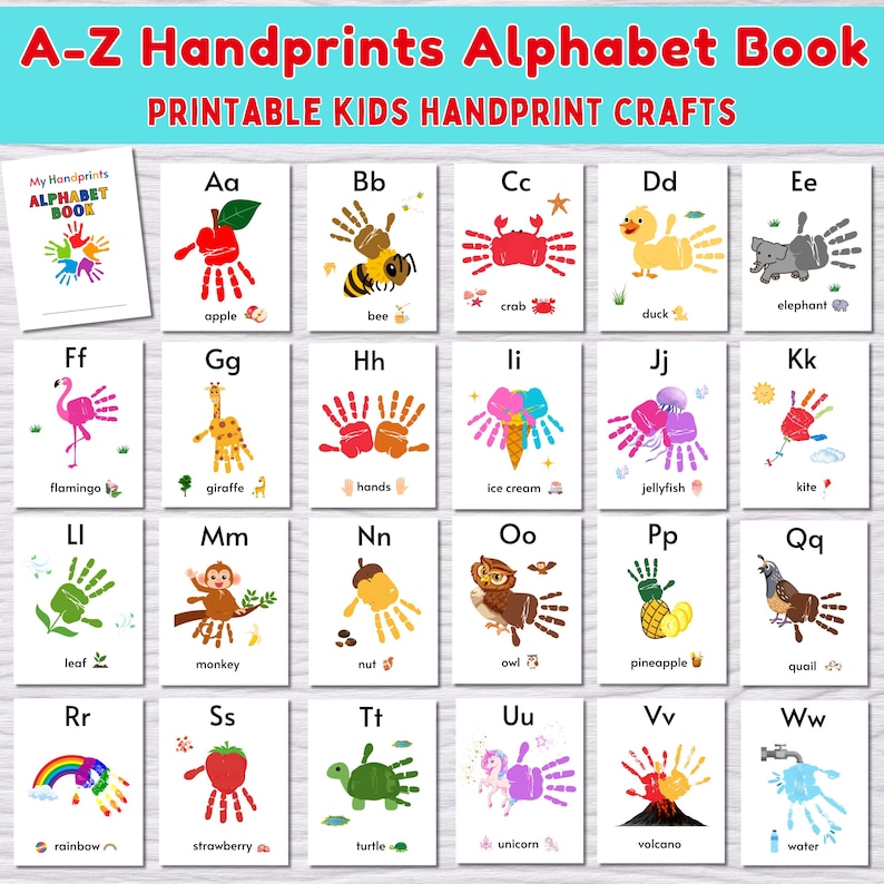 Alphabet Handprint Book, Alphabet Handprint Art,daycare Preschool ...