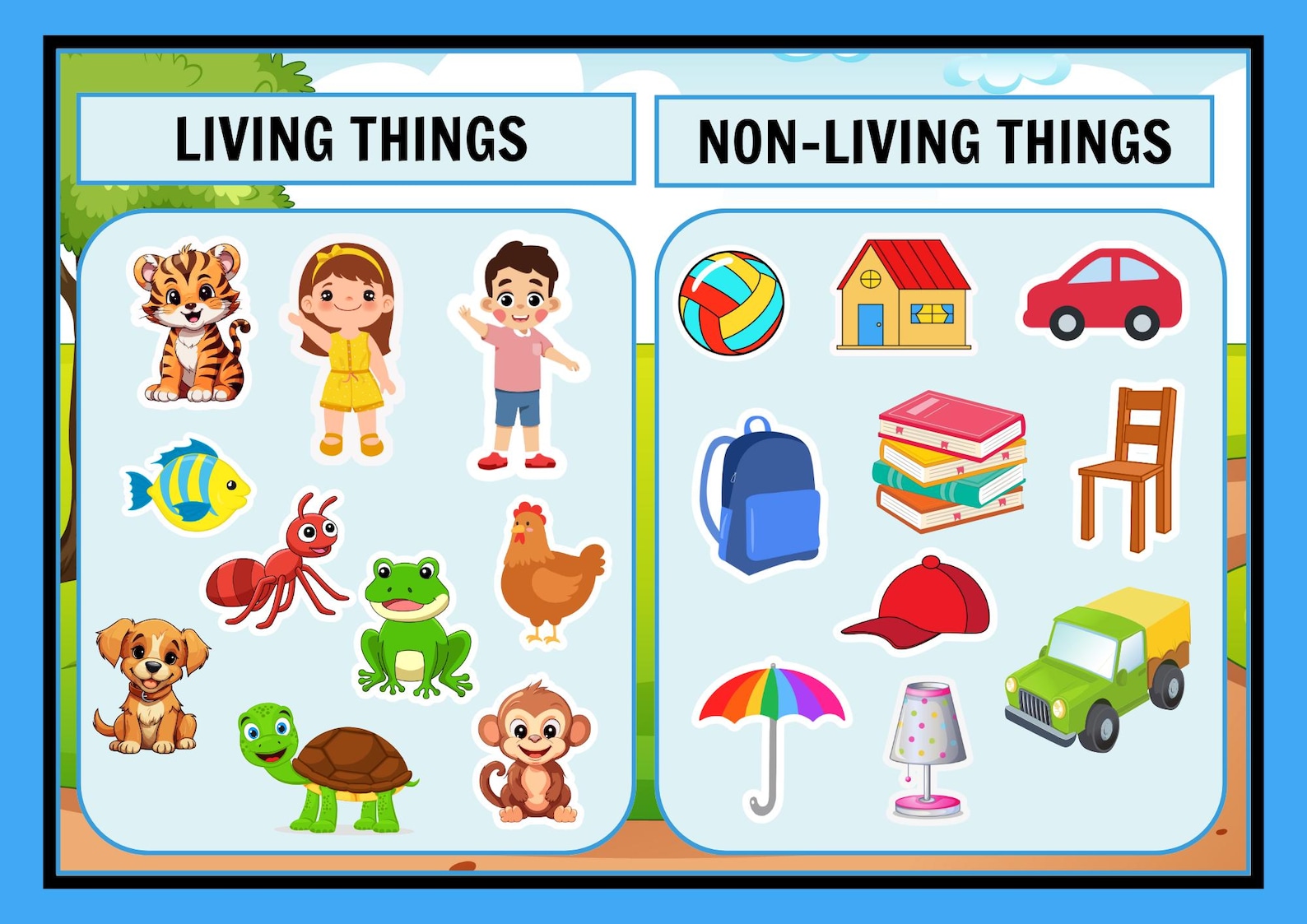 Living Things and Non-living Sort Printable - Nature Learning Game for ...