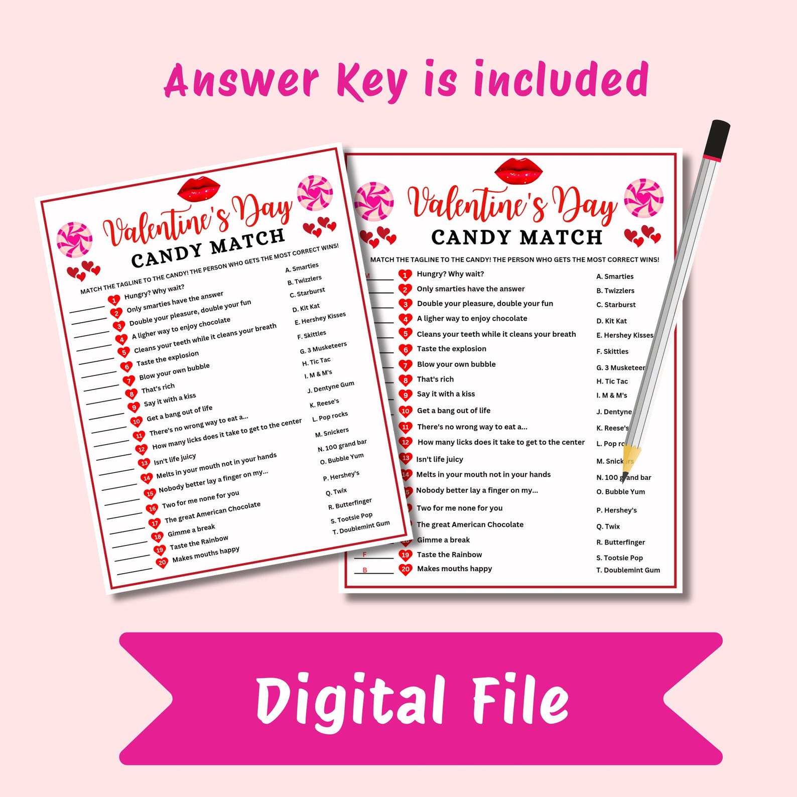 Valentine's Candy Trivia Game, Virtual or Printable Valentine's Day ...