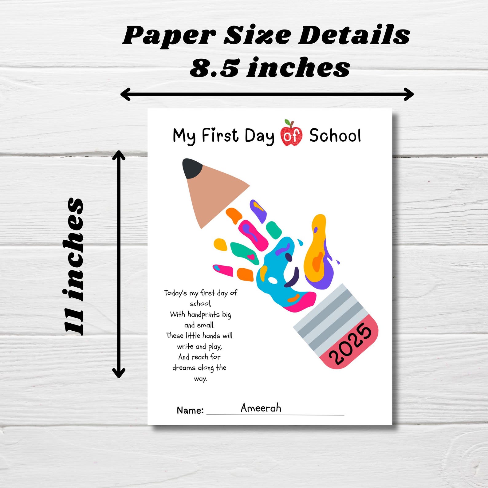 First Day of School Handprint Craft, Back to School Printable, School ...