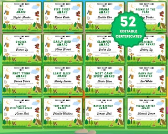 Editable Summer Camp Award Certificates | Camp Awards | Day Camp Awards ...