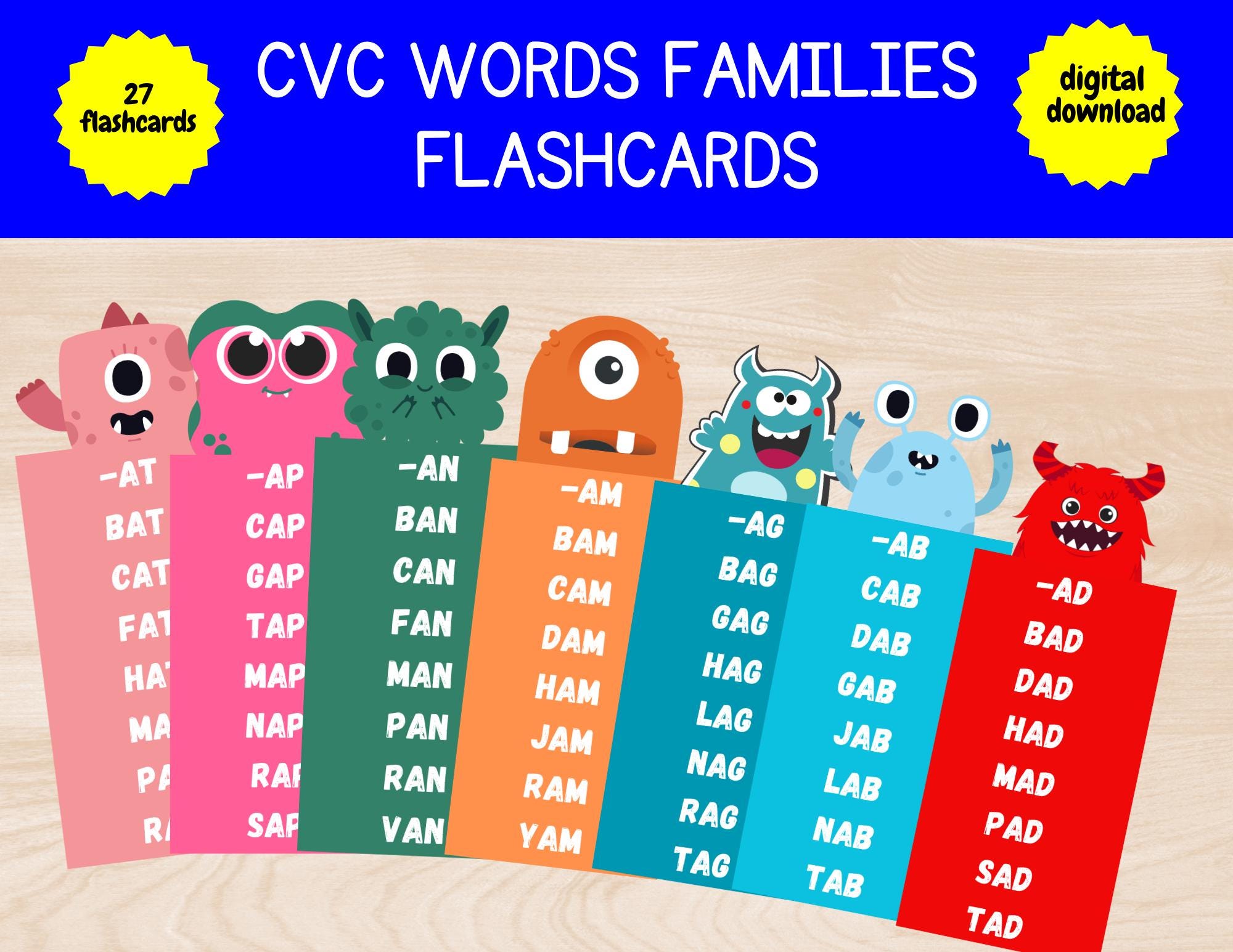 CVC Phonics, Flashcards, CVC Word Families Flashcards, CVC Phonics ...