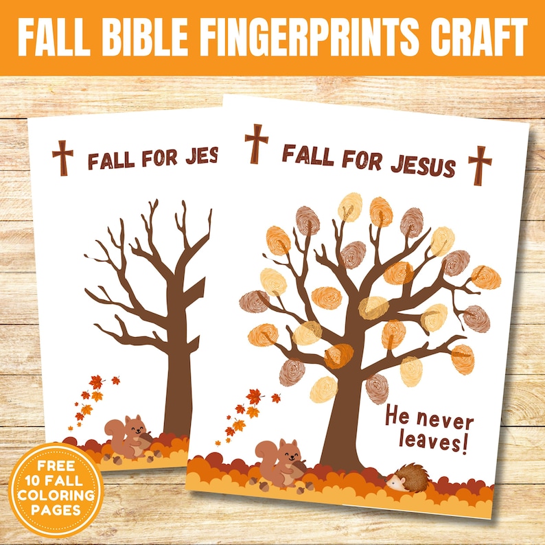 Fall Bible Fingerprint Craft, Christian Sunday School (printable) - Etsy