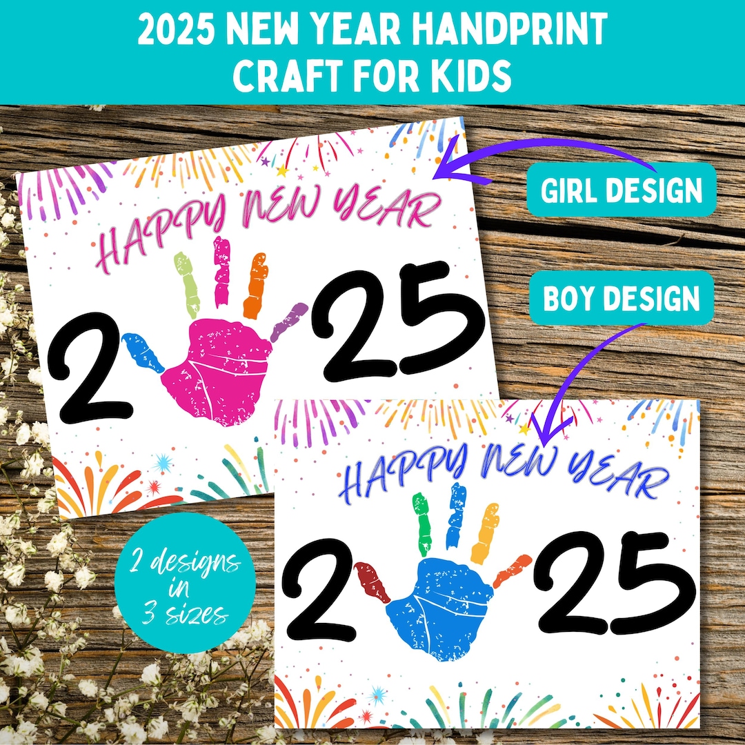 NEW YEAR Handprint Craft for Kids, Keepsake 2025, Happy New Year's Eve ...